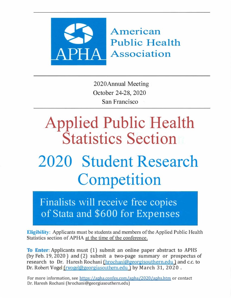 2020 Student Research Poster Session, Applied Public Health Statistics ...
