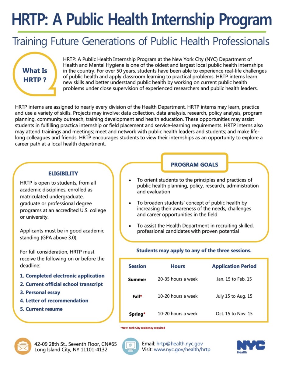 HRTP: A Public Health Internship Program, New York City DOHMH – The ...