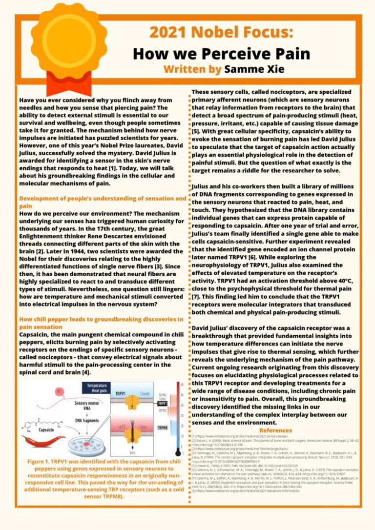2021 Nobel Focus: How we Perceive Pain – Pathways for Undergraduate ...