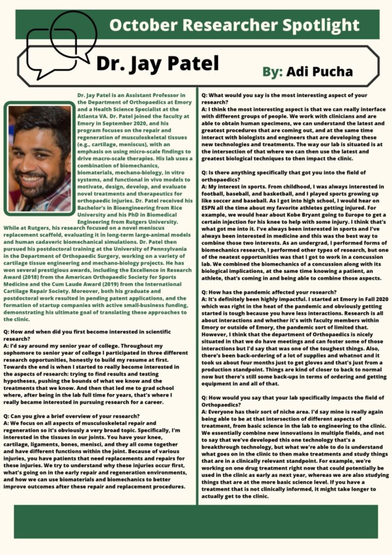 October Researcher Spotlight: Dr. Jay Patel – Pathways for ...