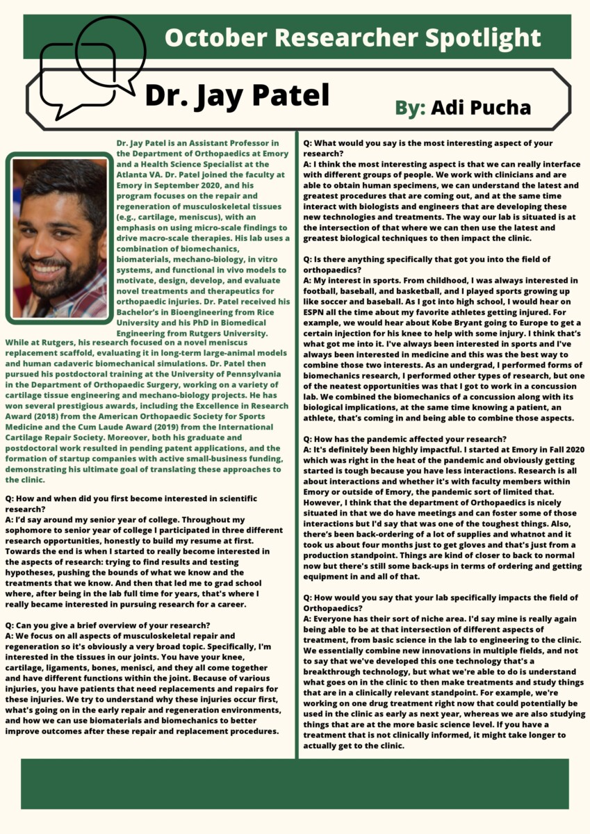 October Researcher Spotlight: Dr. Jay Patel – Pathways for ...